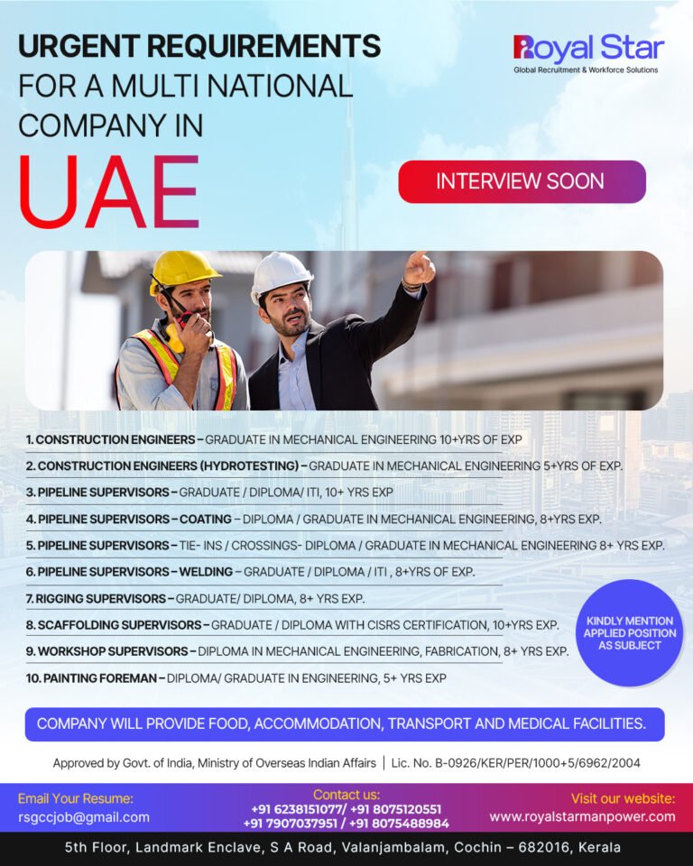 Urgent Job Openings for a Multinational Company in UAE