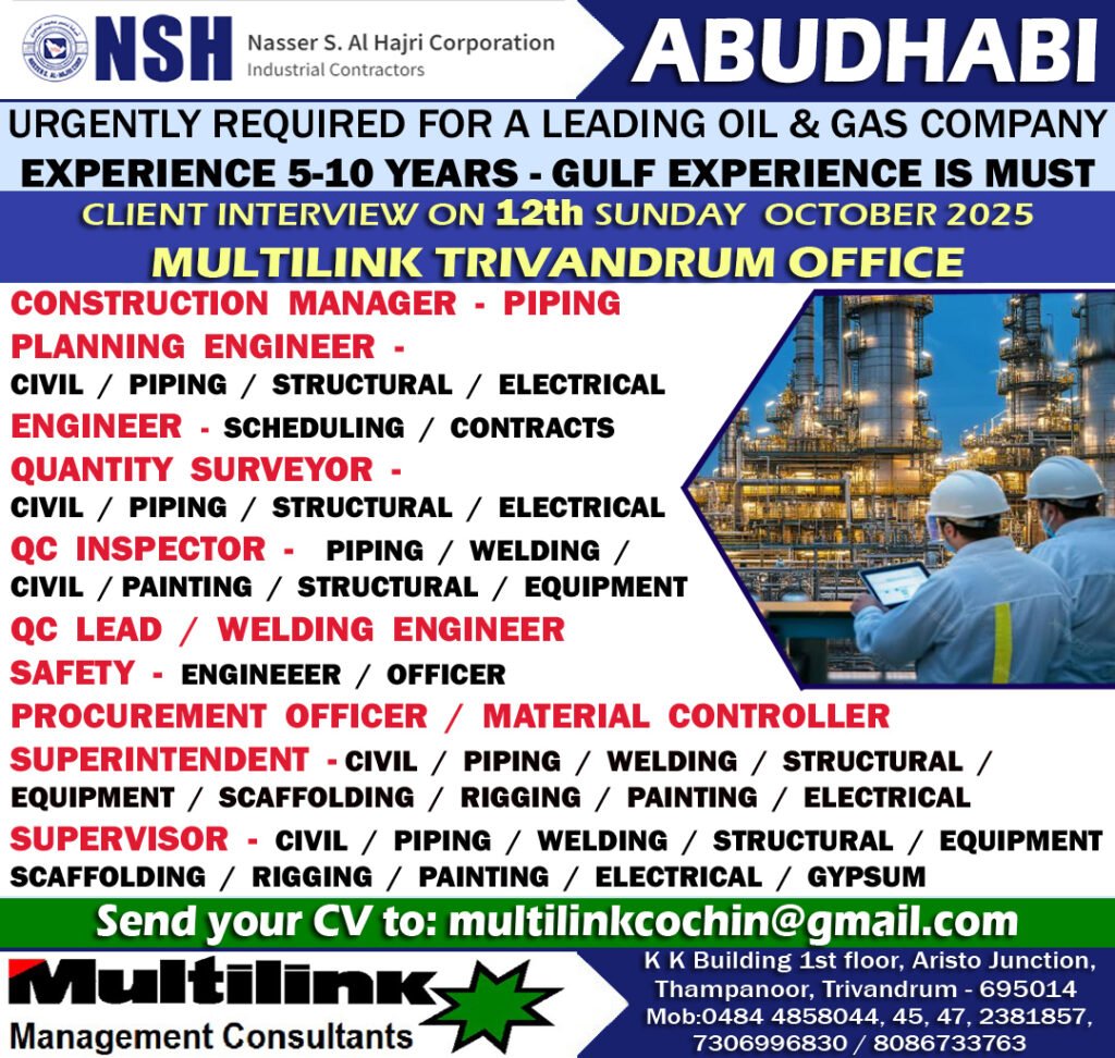 Urgent Requirement For Nsh Abu Dhabi
