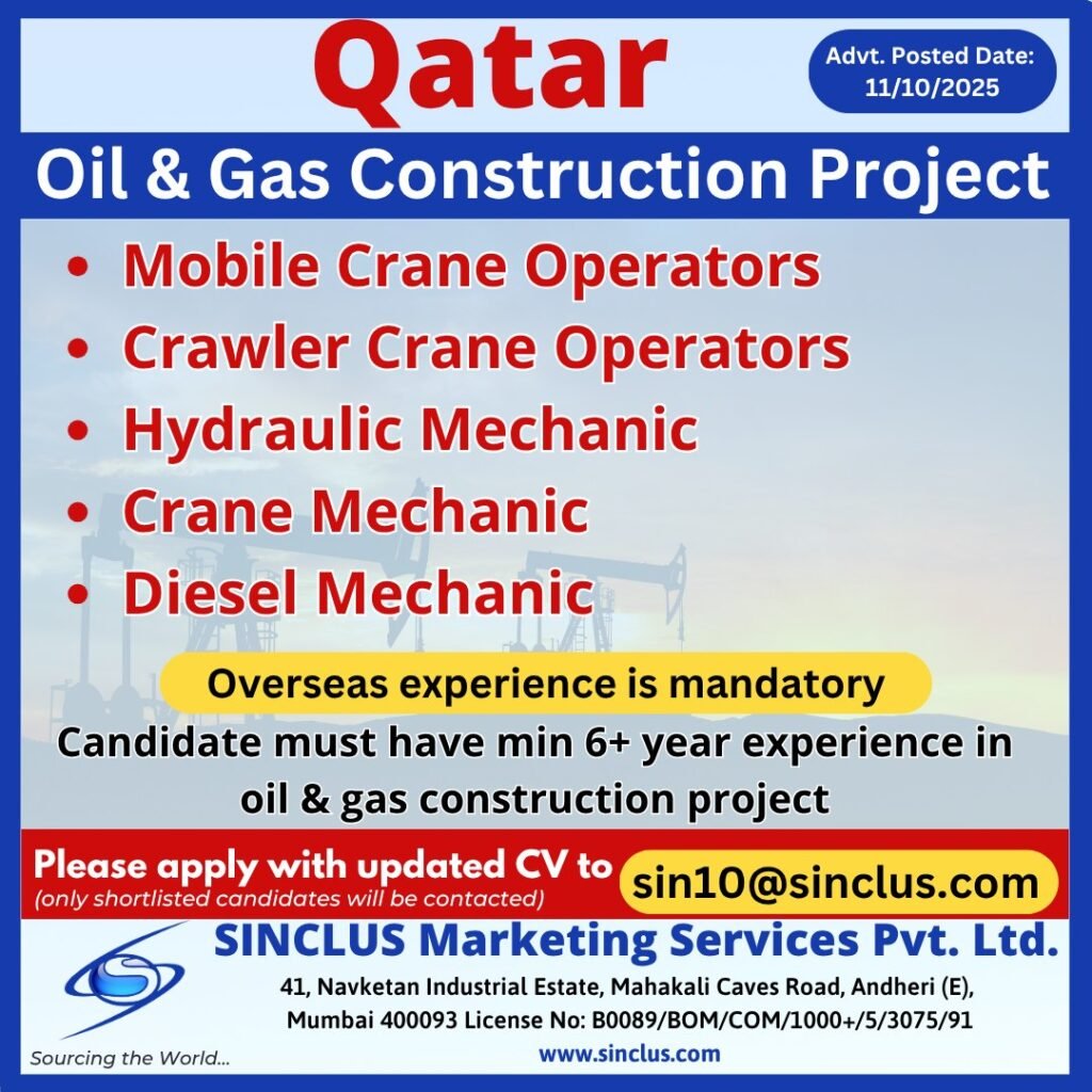 Qatar Oil & Gas Construction Project Jobs 2025 - Apply Now