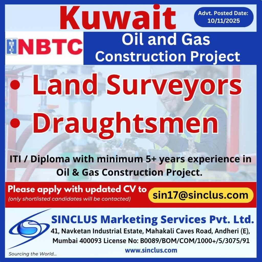 Urgent Kuwait NBTC Oil & Gas Construction Project Jobs 2025