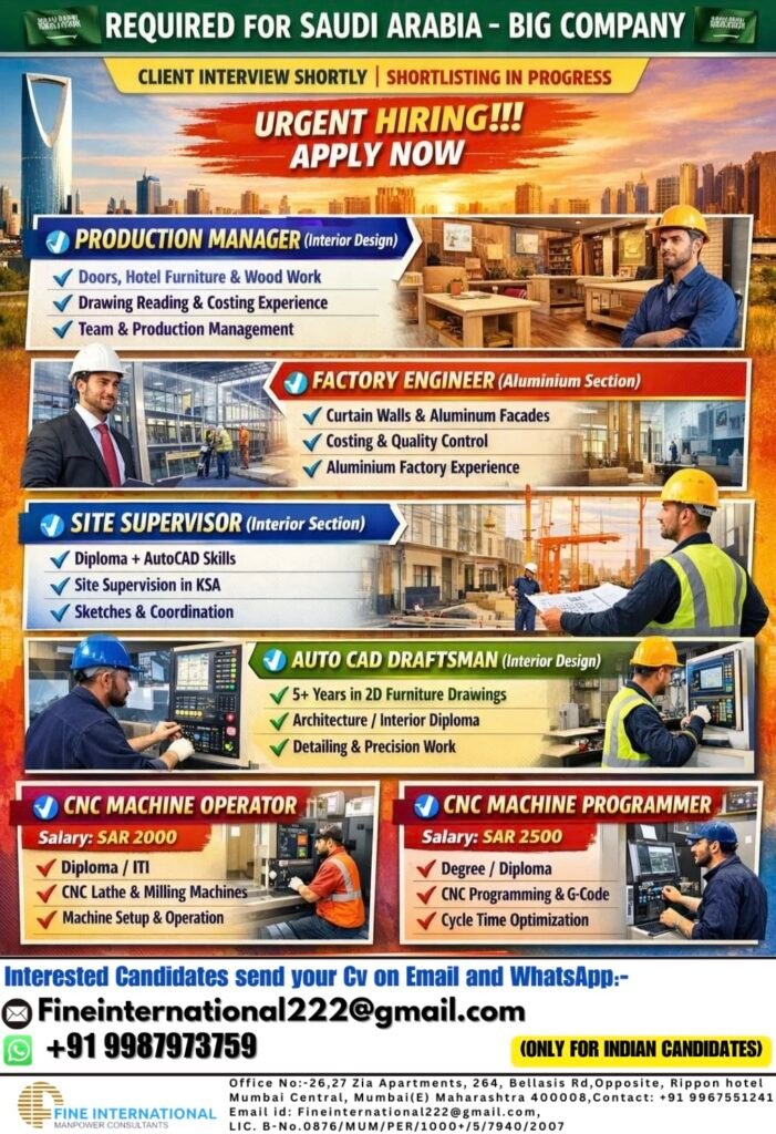 Urgent Hiring for Big Company in Saudi Arabia: Interior Design ...