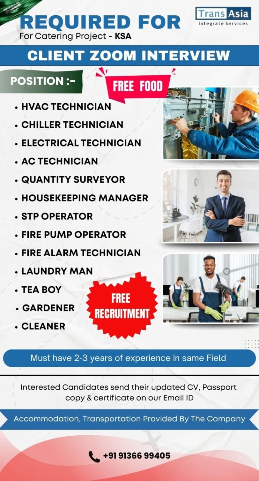 Saudi Arabia Jobs 2026: Recruitment For Catering Project – Zoom Interview!
