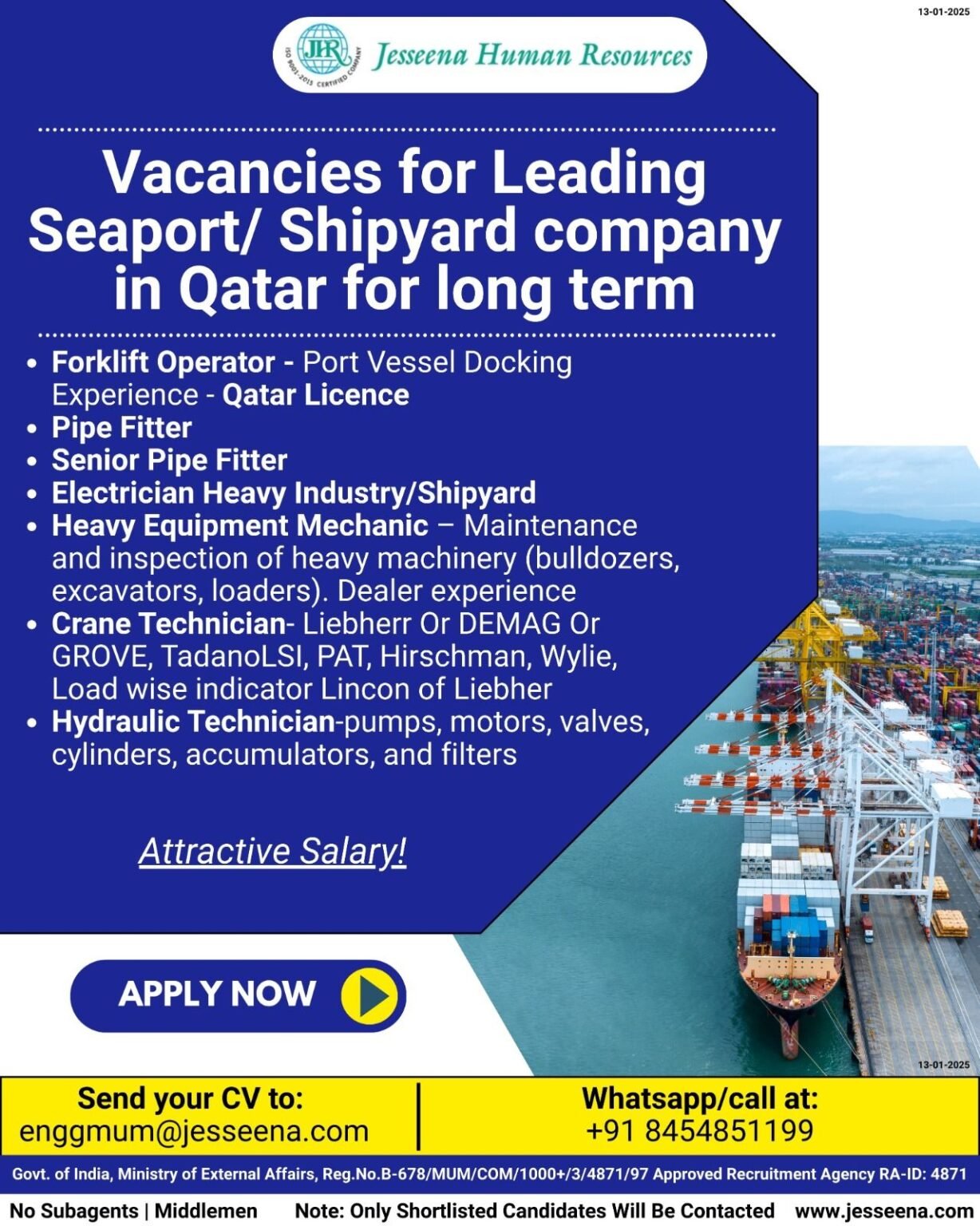 Qatar Shipyard/Seaport Jobs – Long-Term Vacancies with Leading Company