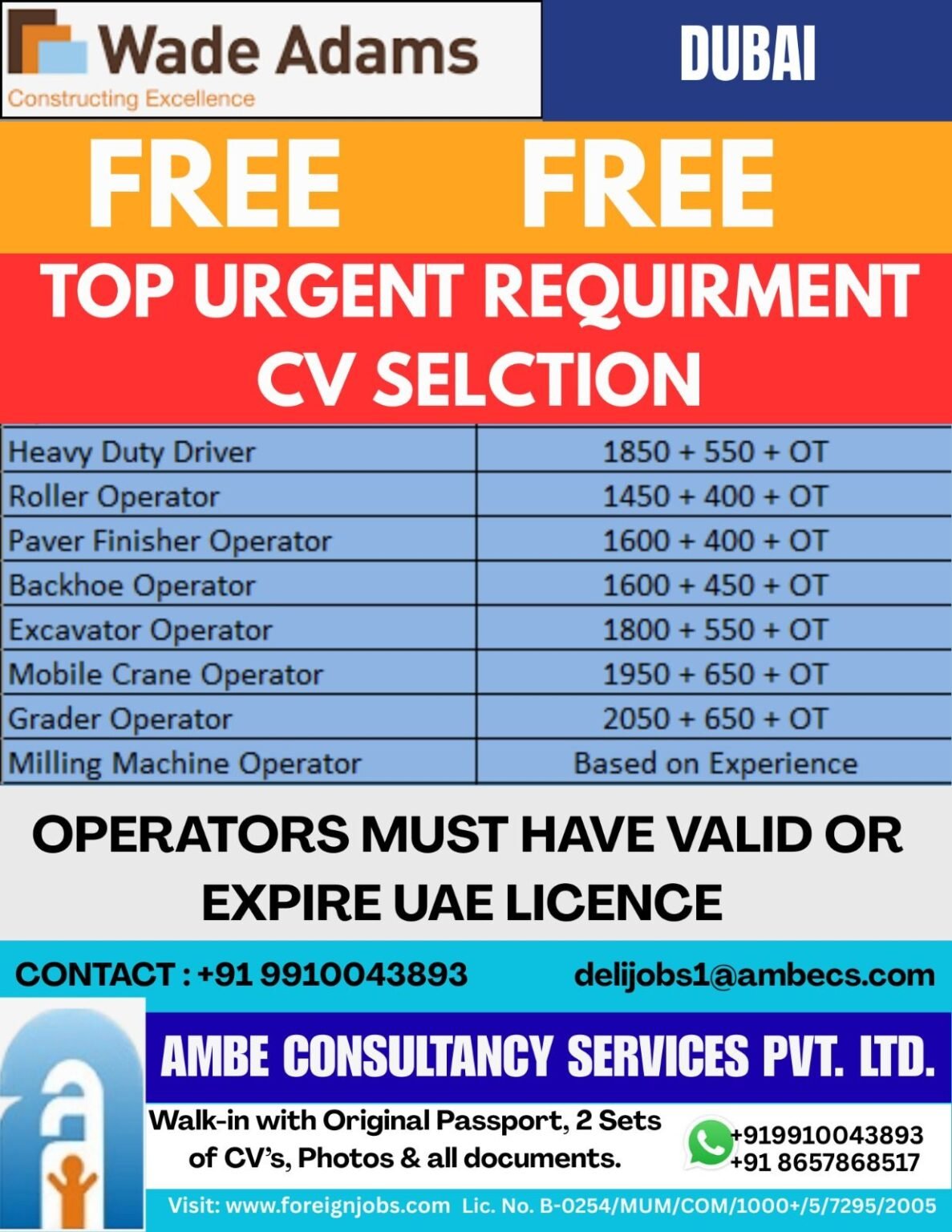 Wade Adams Dubai Jobs 2026: CV Selection