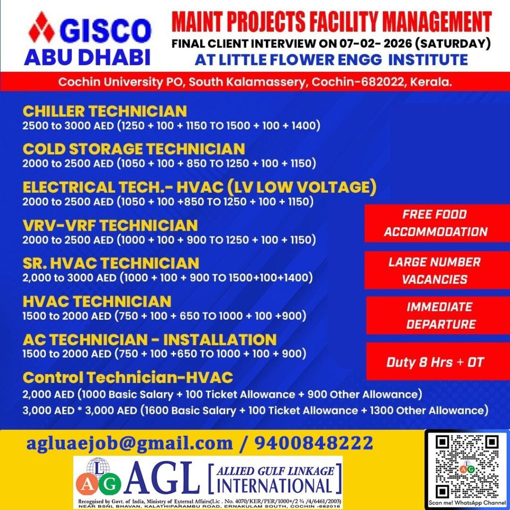 Abu Dhabi HVAC Technician Jobs 2026 – GISCO Facility Management | Apply Now