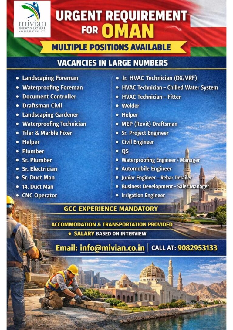 Oman Jobs 2026: Multiple Vacancies in Construction & MEP for Leading ...