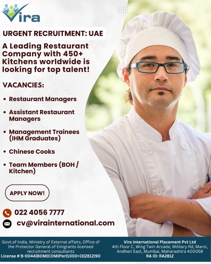 Urgent Hiring: Restaurant Jobs in UAE – Leading Chain with 450 ...