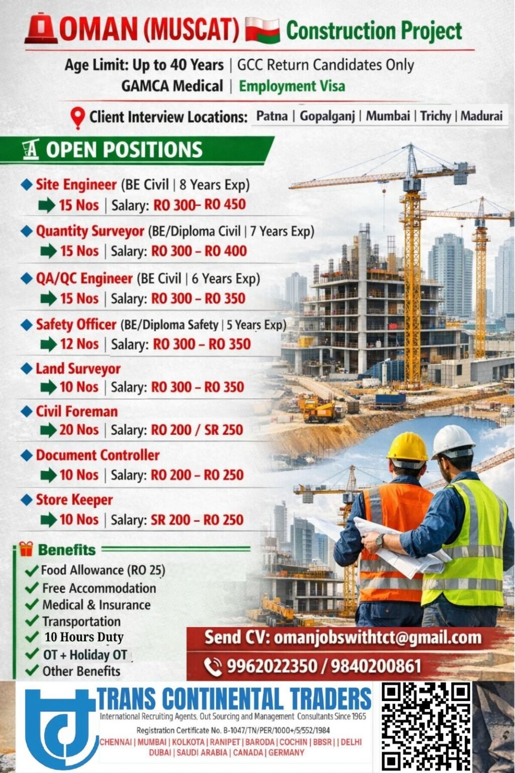 Oman Jobs 2026: Muscat Construction Project Hiring - Apply Now