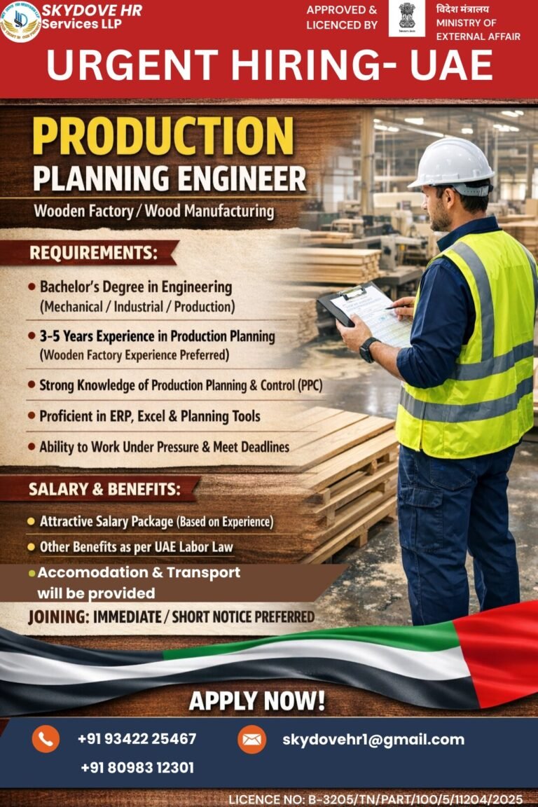 Urgent Planning Engineer Job in UAE – Wooden Factory / Wood ...