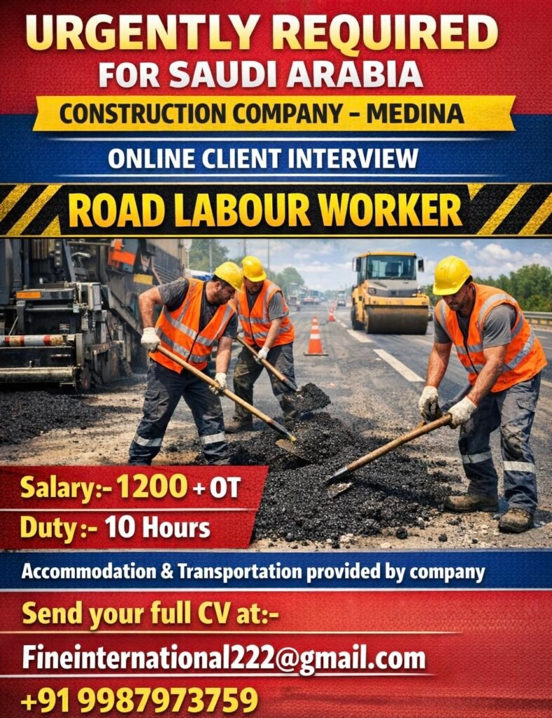 Urgent Saudi Arabia Road Labour Jobs 2026 – Medina Construction Project ...