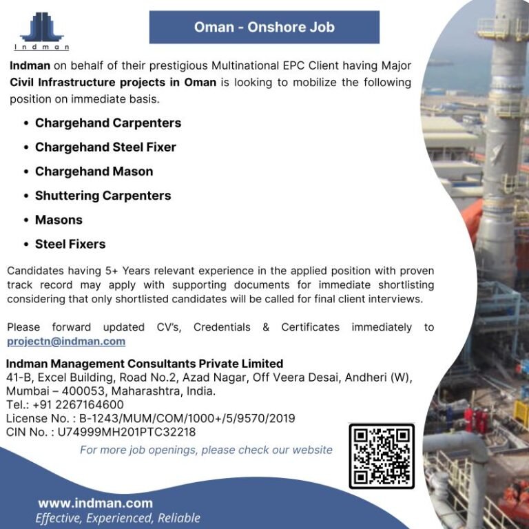 Oman Onshore Jobs 2026 - Apply Now