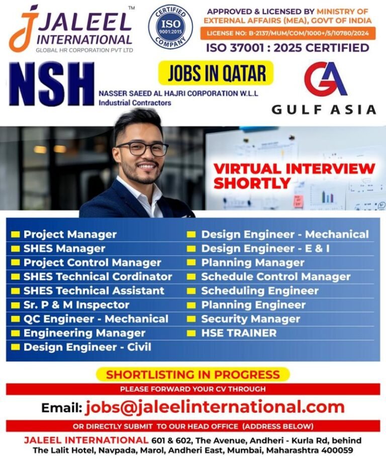 Qatar Job Vacancies 2026: Engineering & Management Roles Nasser Saeed ...