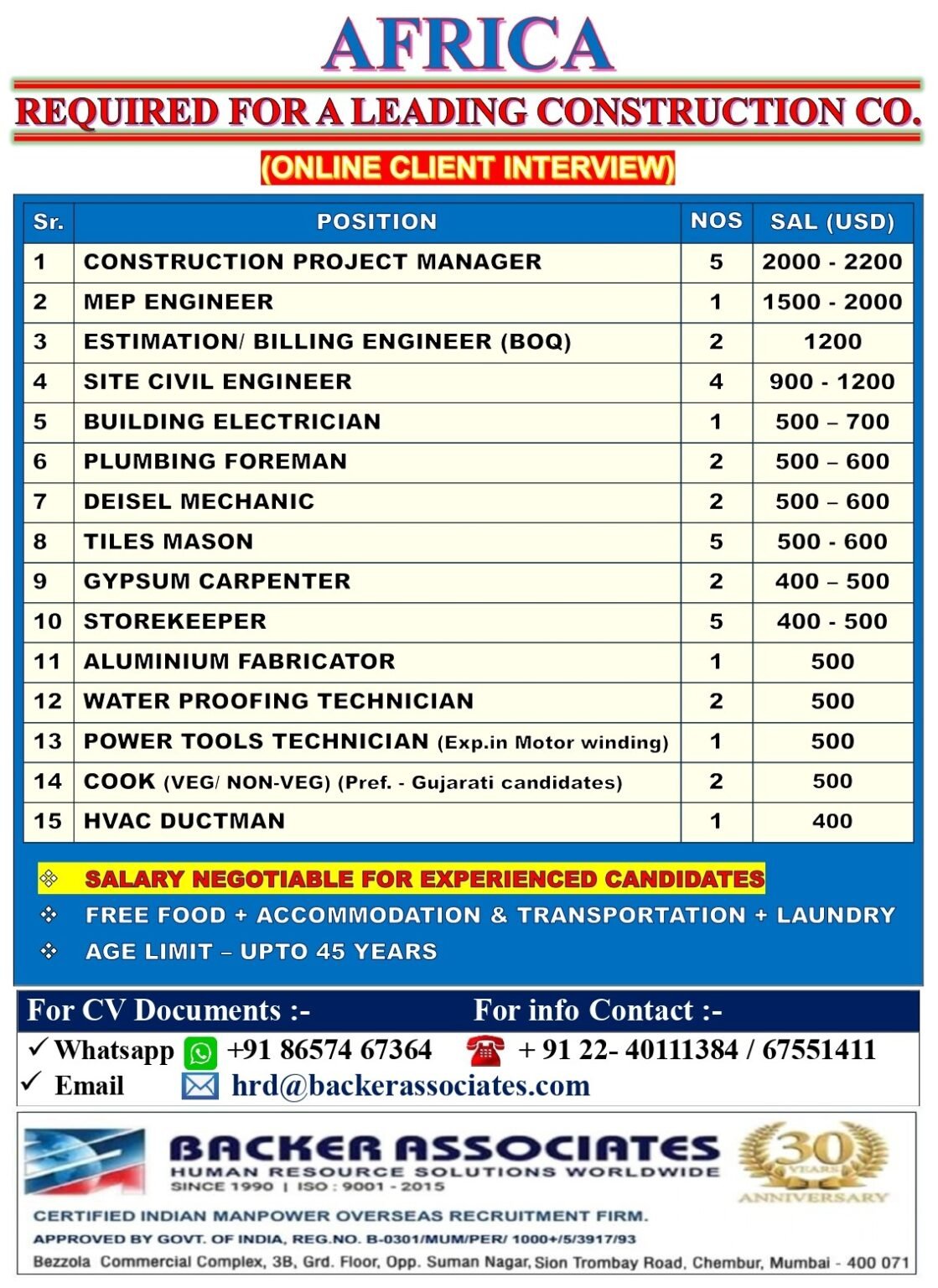 Africa Construction Jobs 2026 – Apply Today | Online Client Interview