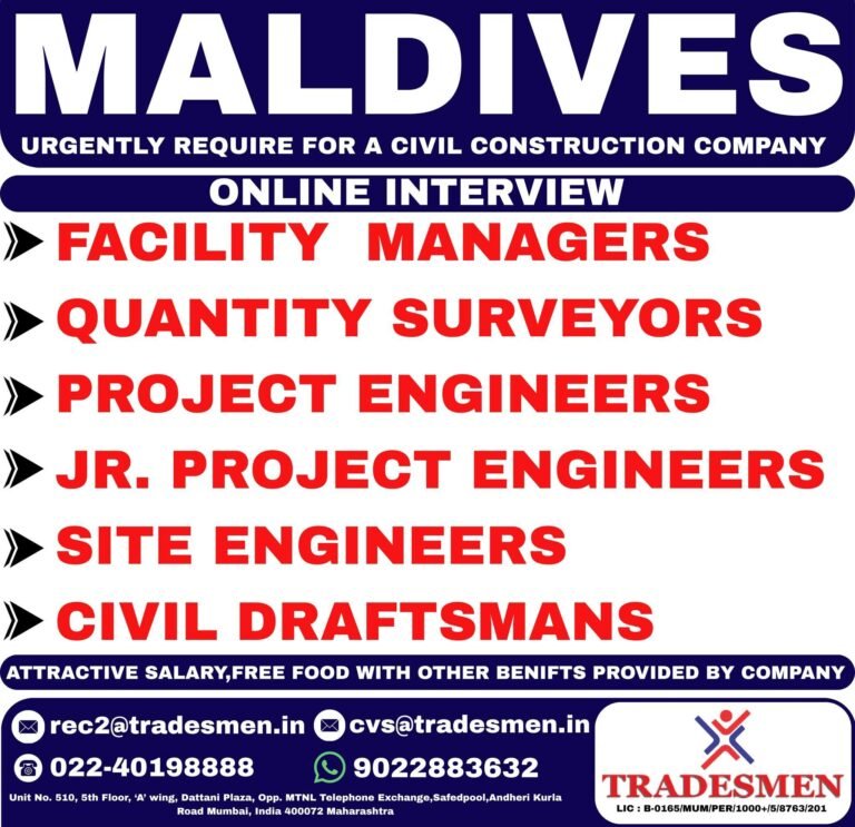 Maldives Construction Jobs 2026 – Urgent Hiring