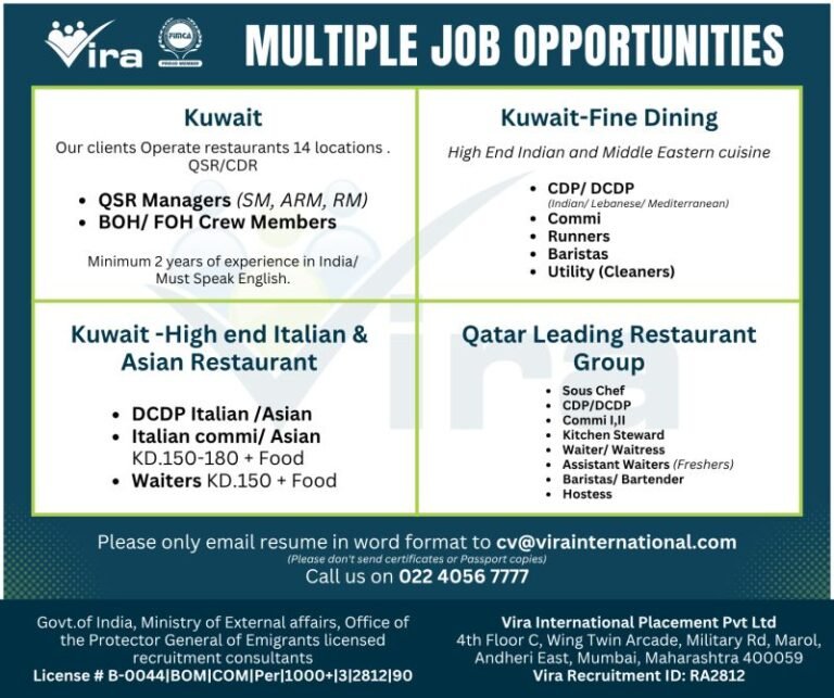 Kuwait & Qatar Restaurant Jobs 2026 – Multiple Hospitality Career ...