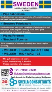 Sweden Jobs 2026 – Hiring Pipe Fabricators, Structure Fabricators ...