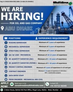 Oil & Gas Jobs in Abu Dhabi 2026 – Multiple Engineering and Supervisory ...