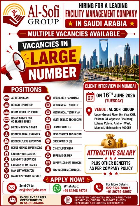 Saudi Arabia Facility Management Jobs 2026 – Large Scale Recruitment