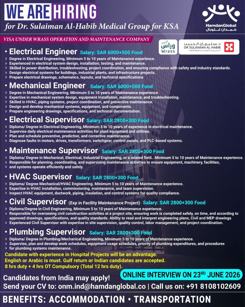 Saudi Arabia : Hiring for Dr. Sulaiman Al-Habib Medical Group