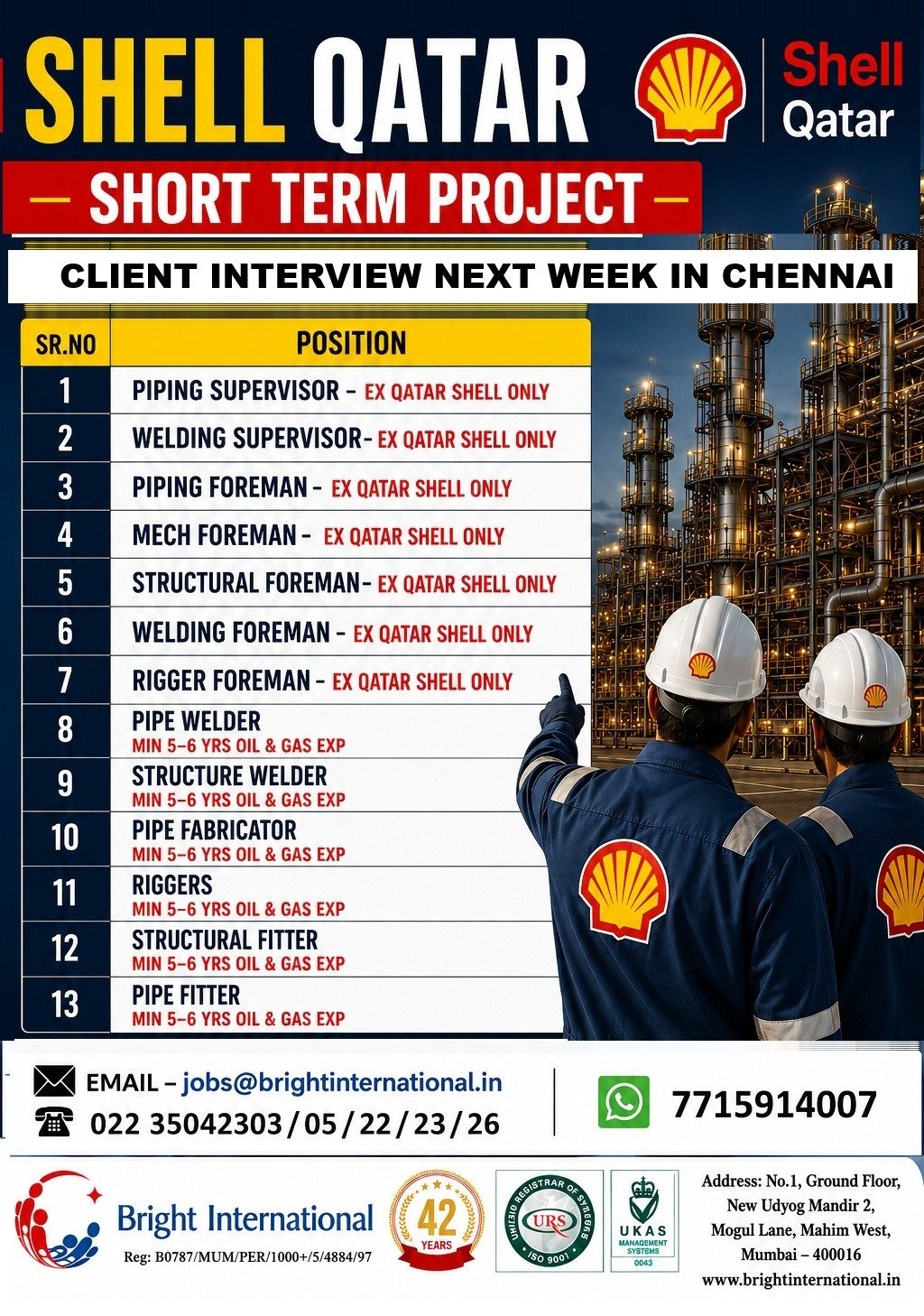 Shell Qatar Short-Term Project Jobs 2026 – Multiple Oil & Gas Vacancies
