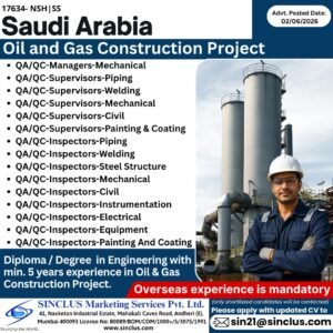 Saudi Arabia Oil & Gas Construction Project Jobs 2026 – QA/QC Engineers ...